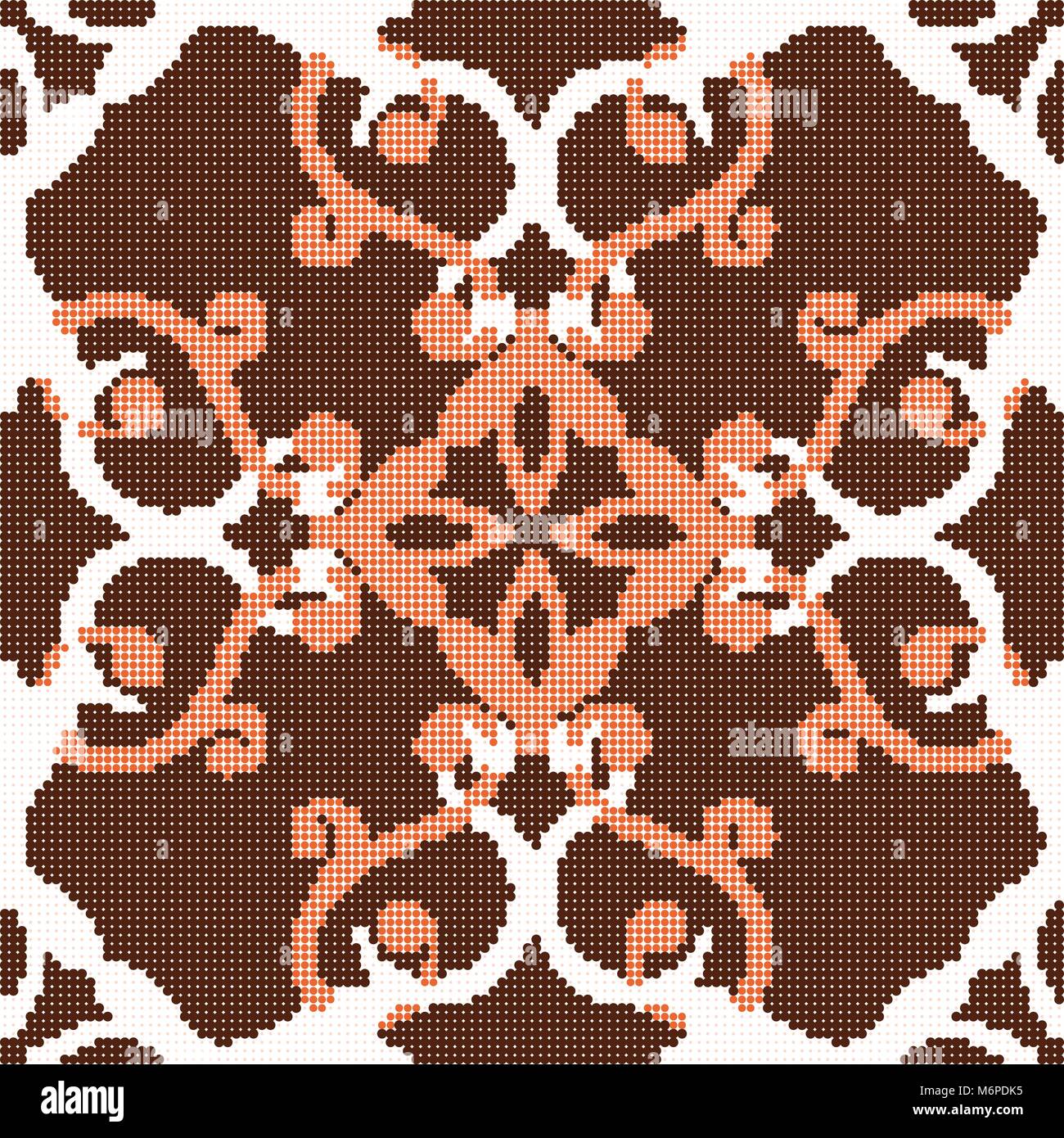 Halftone colorful seamless retro pattern spiral curve cross vine flower kaleidoscope Stock ...