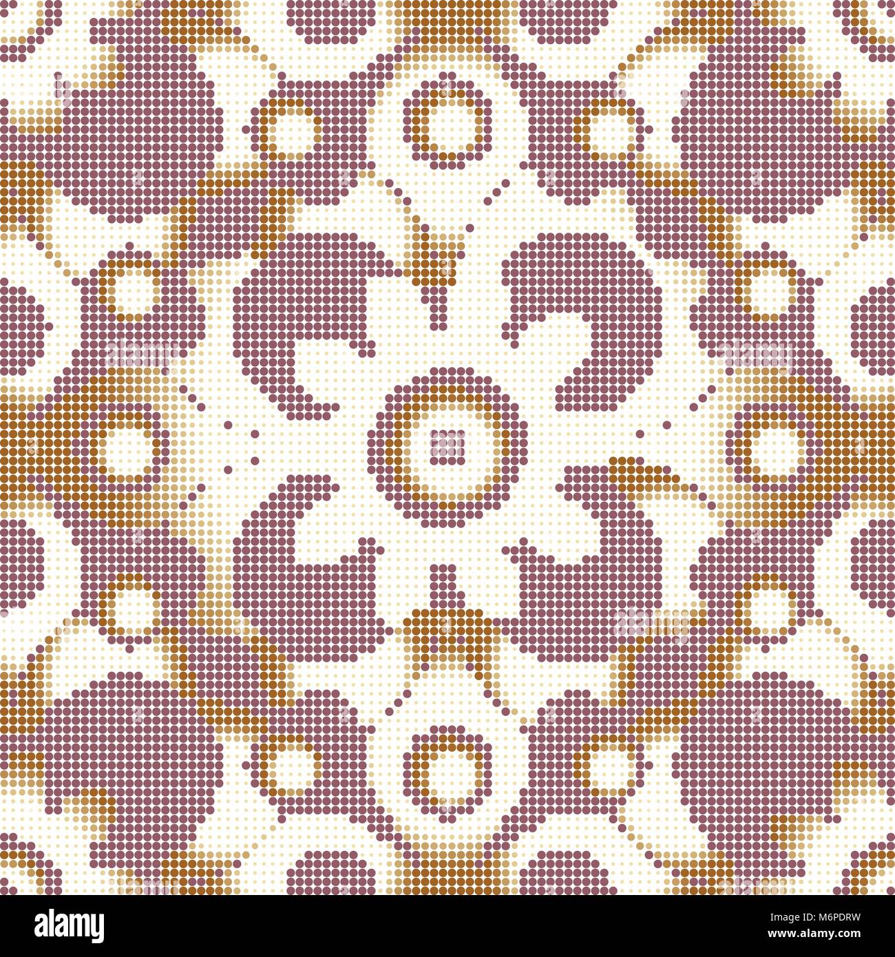 Halftone colorful seamless retro pattern round curve cross gradient flower kaleidoscope Stock ...