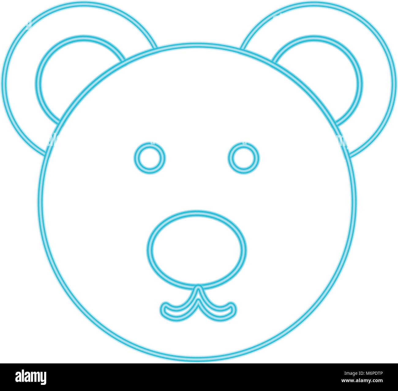 cute bear face icon over white background, blue line design. vector ...