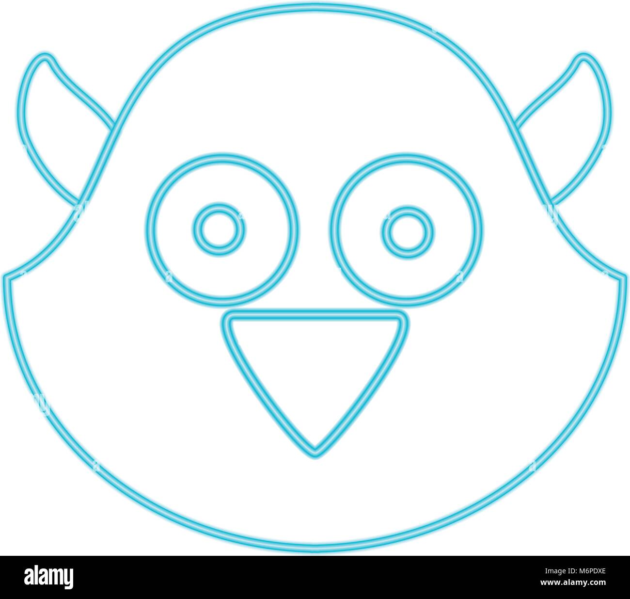 cute bird face icon over white background, blue line design. vector ...