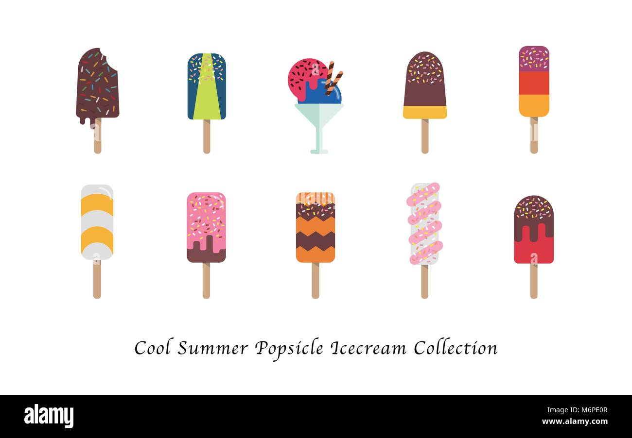 Cool summer popsicle ice cream sweet colorful dessert collection Stock ...