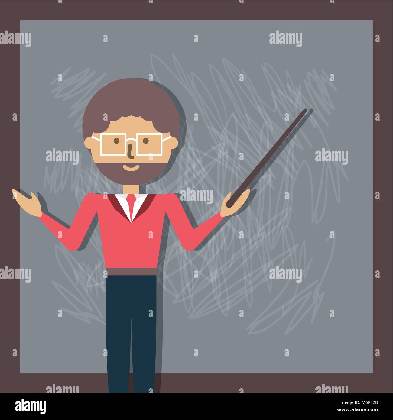 Cartoon teacher at the board, colorful design. vector illustration ...