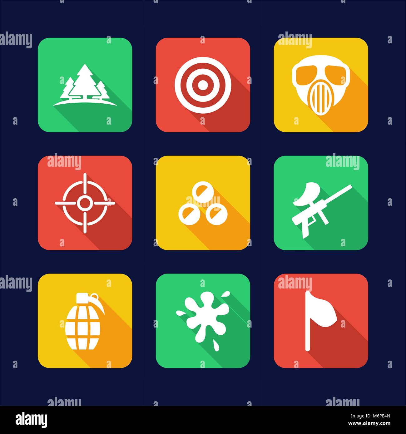 Paintball Icons Flat Design Stock Vector Image & Art - Alamy