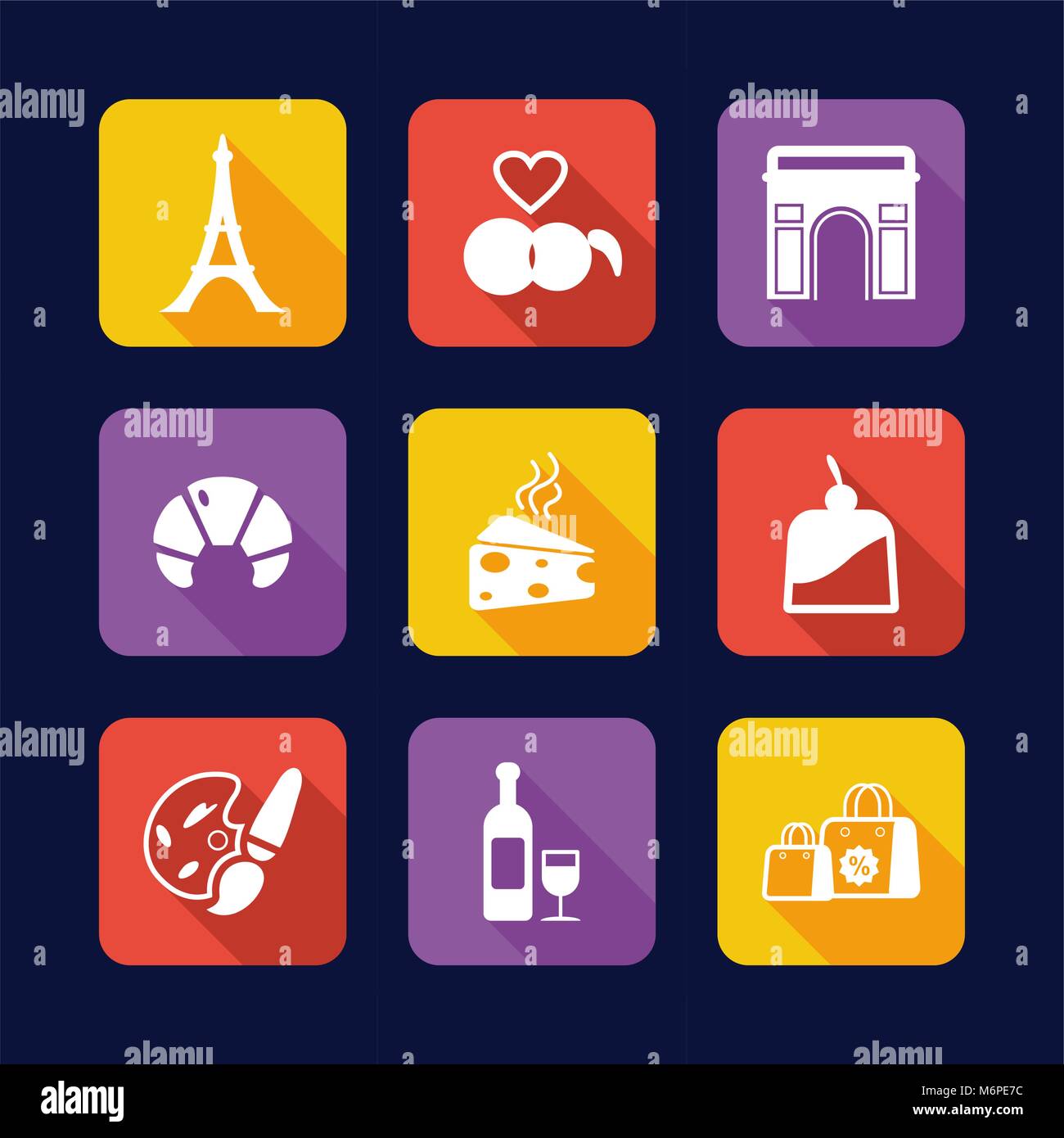 Paris Icons Flat Design Stock Vector Image & Art - Alamy