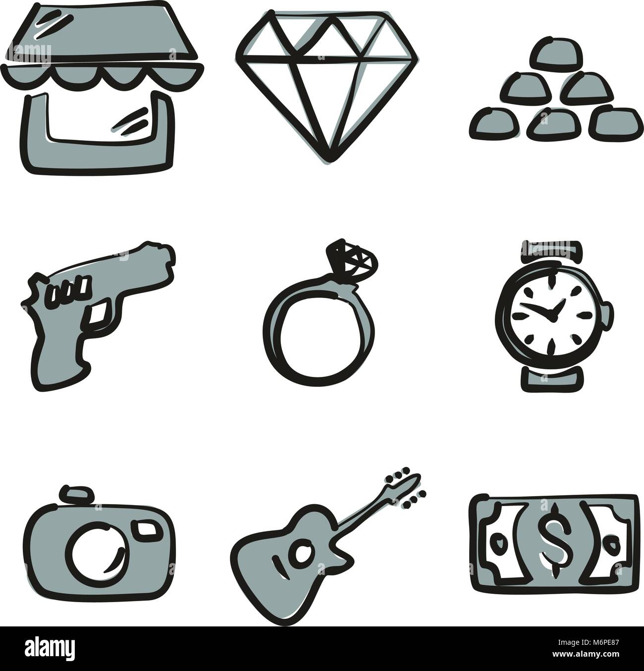 Silver pawn shop Stock Vector Images - Alamy