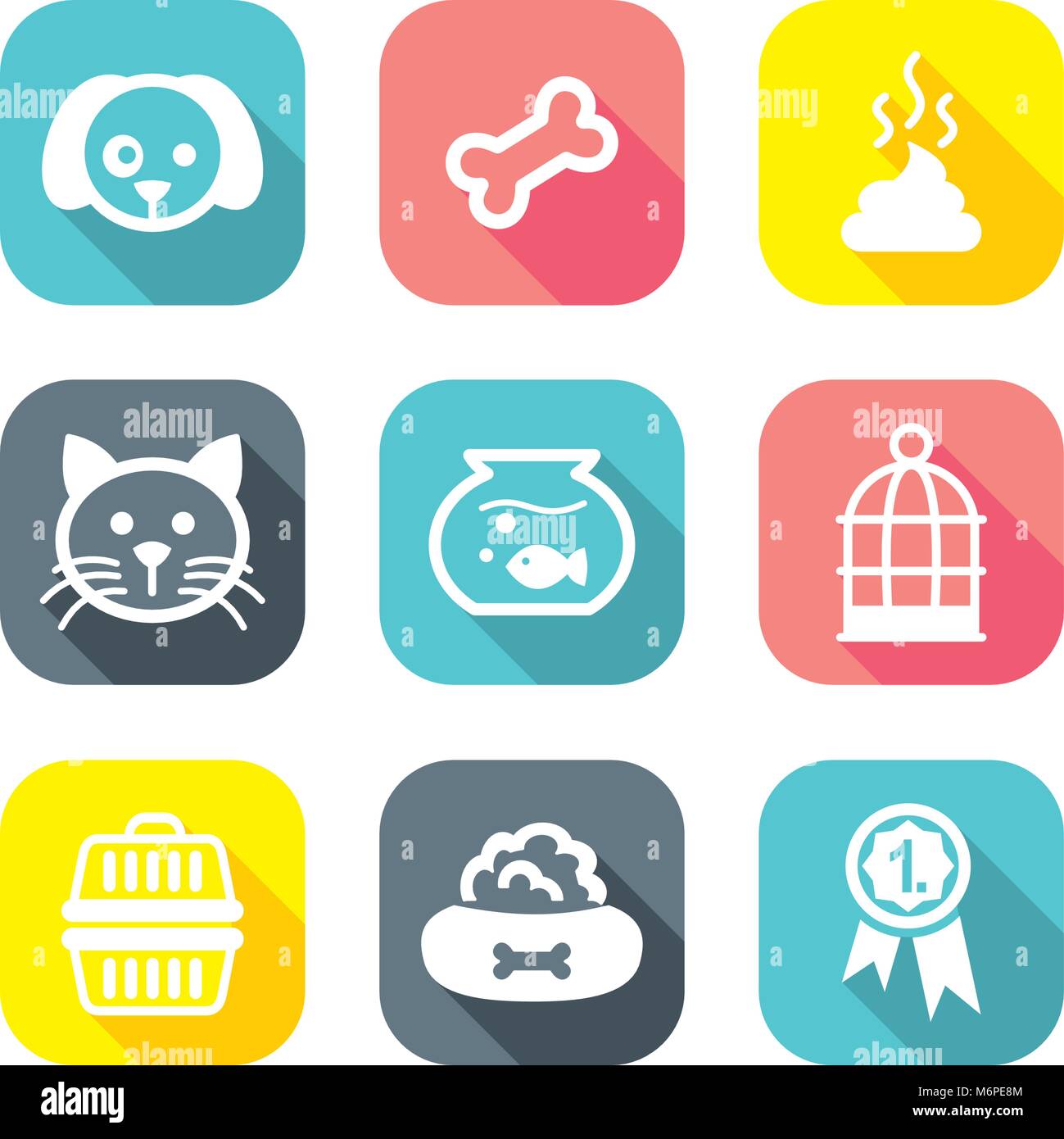 Pet Icons Flat Design Stock Vector Image & Art - Alamy