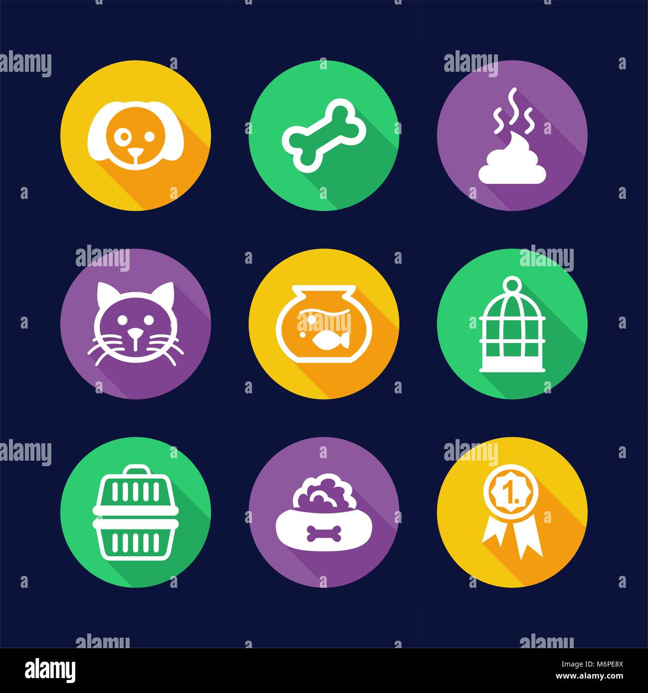 Pet Icons Flat Design Circle Stock Vector Image & Art - Alamy