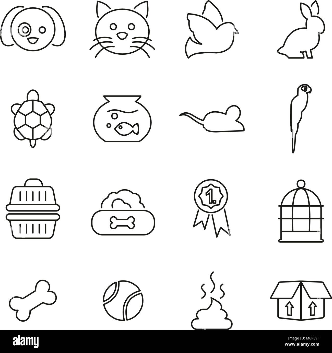 Pets & Pets Accessories Icons Thin Line Vector Illustration Set Stock ...