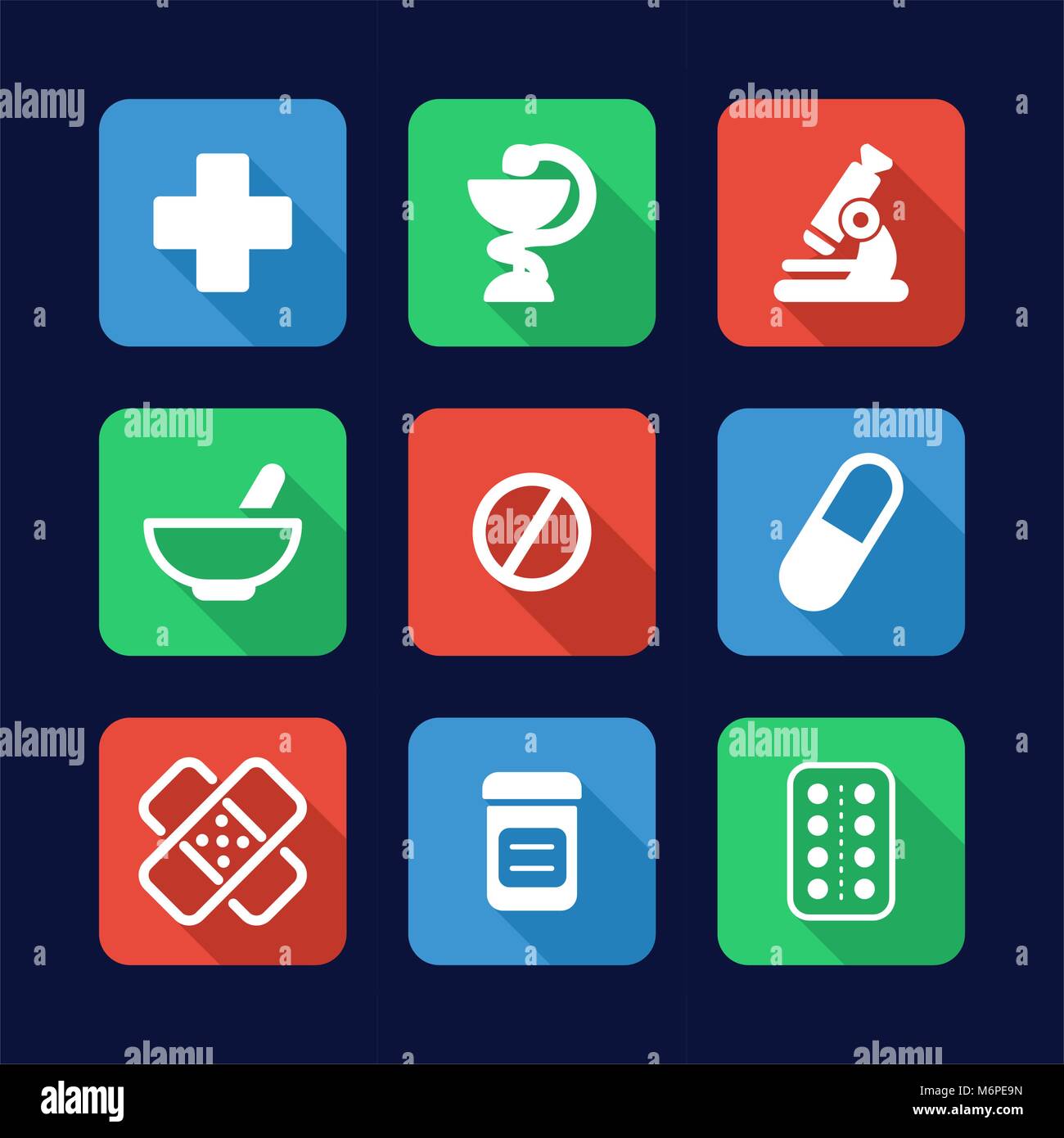 Pharmacy Icons Flat Design Stock Vector Image & Art - Alamy