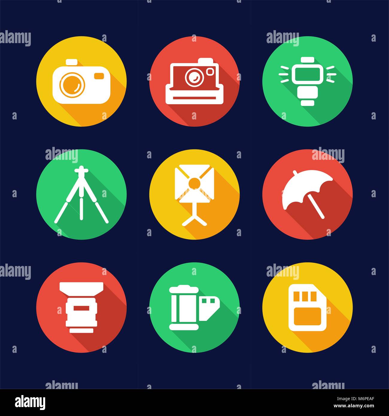 Photography Icons Flat Design Circle Stock Vector Image & Art - Alamy