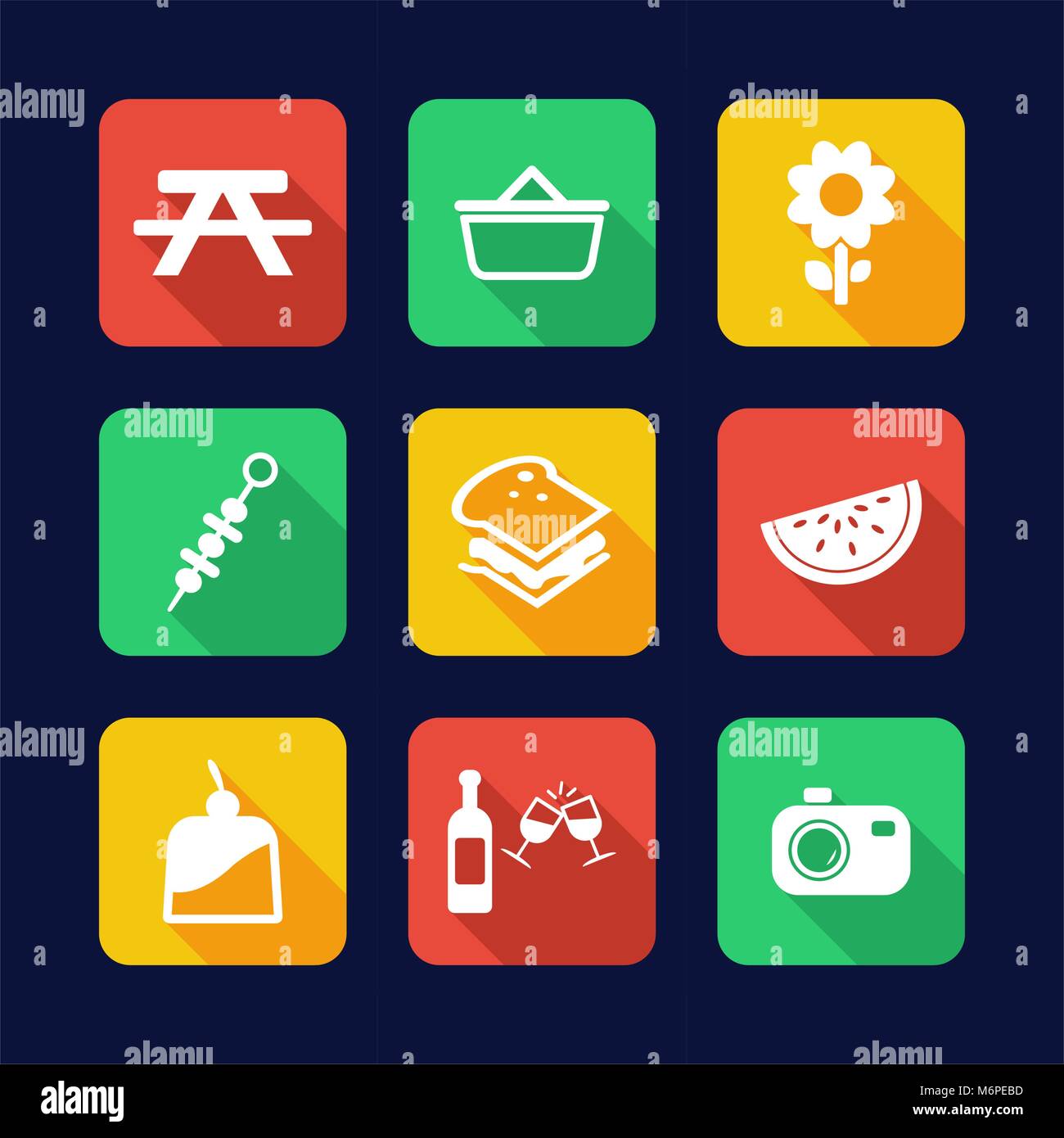 Picnic Icons Flat Design Stock Vector Image & Art - Alamy