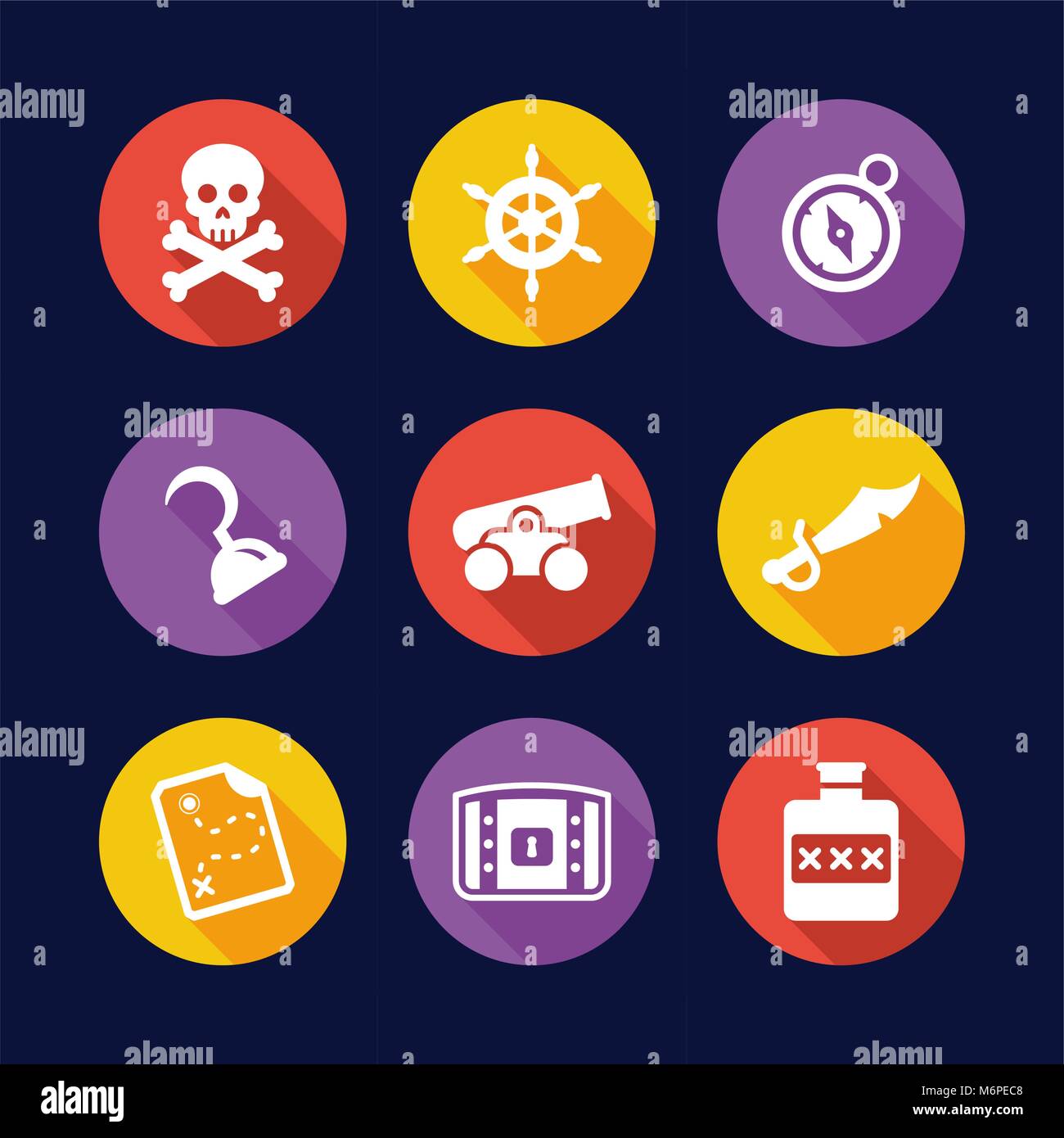 Pirate Icons Flat Design Circle Stock Vector Image & Art - Alamy