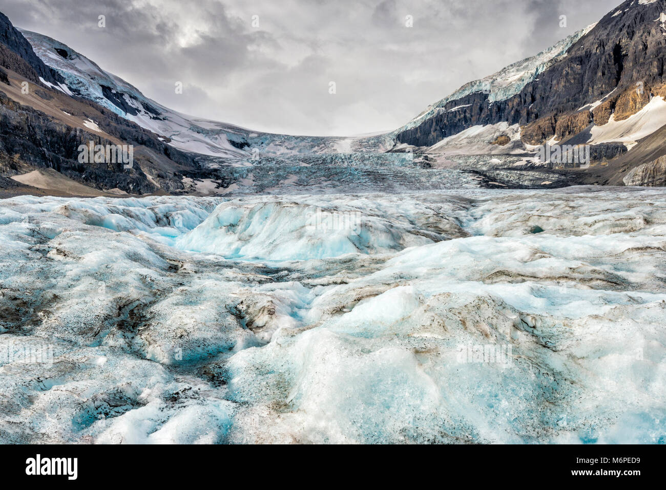 Visitors at Athabasca Glacier, Jasper National Park, Alberta, Canada ...