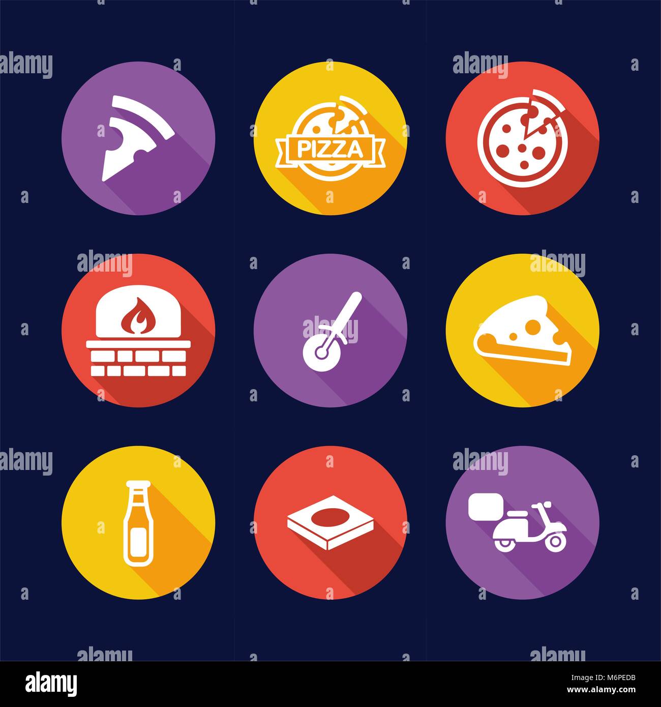 Pizza Icons Flat Design Circle Stock Vector Image & Art - Alamy