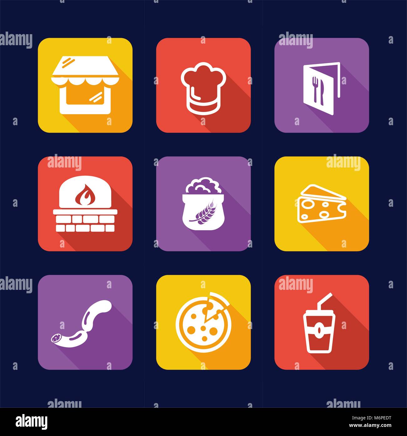 Pizzeria Icons Flat Design Stock Vector Image & Art - Alamy