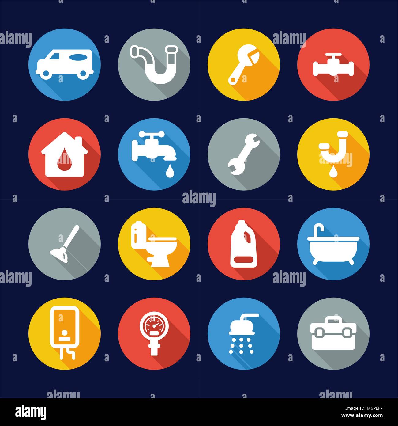 Plumbing Icons Flat Design Circle Stock Vector Image & Art - Alamy
