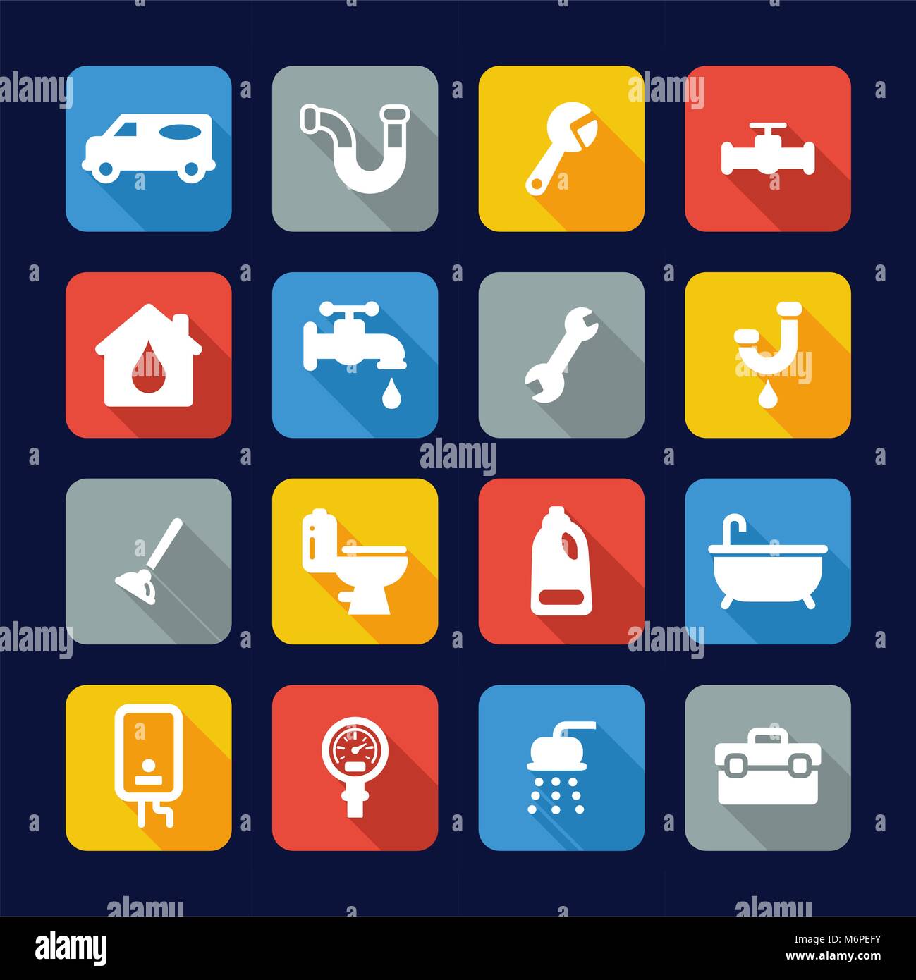 Plumbing Icons Flat Design Stock Vector Image & Art - Alamy