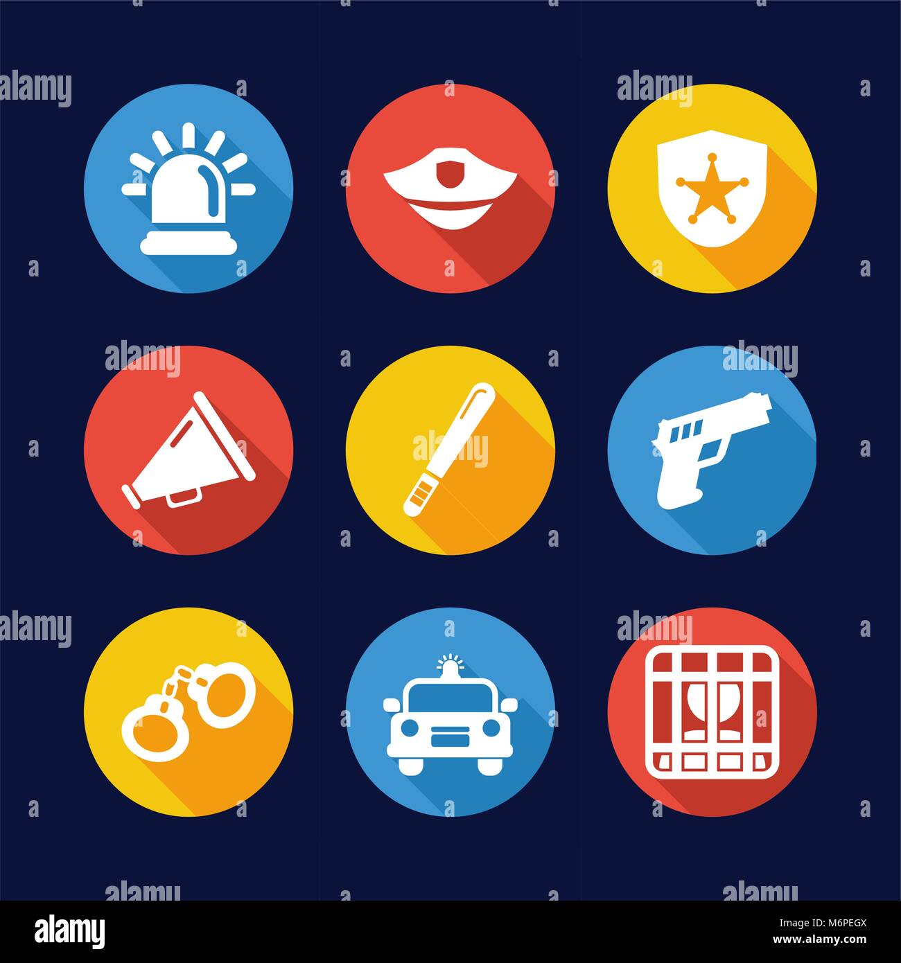 Police Icons Flat Design Circle Stock Vector Image & Art - Alamy