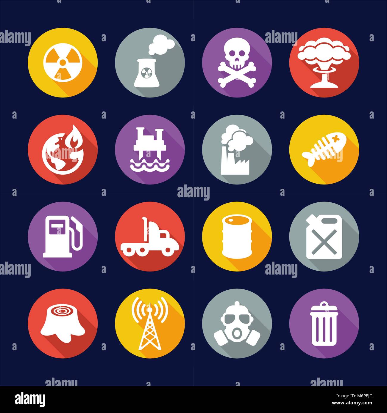 Pollution Icons Flat Design Circle Stock Vector Image & Art - Alamy