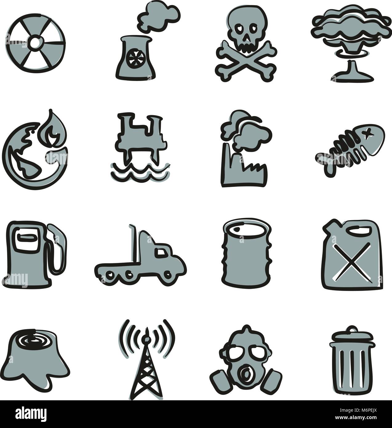 Pollution Icons Freehand 2 Color Stock Vector Image & Art - Alamy