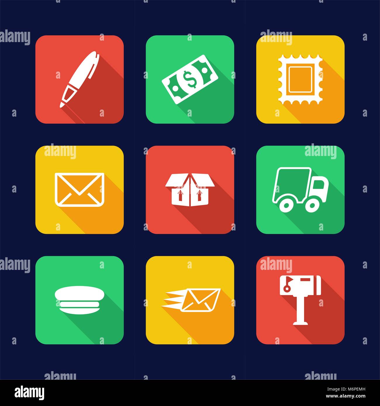 Post Office Icons Flat Design Stock Vector Image & Art - Alamy