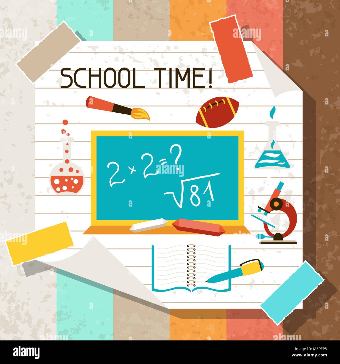 School and education background with sticky papers Stock Vector Image ...