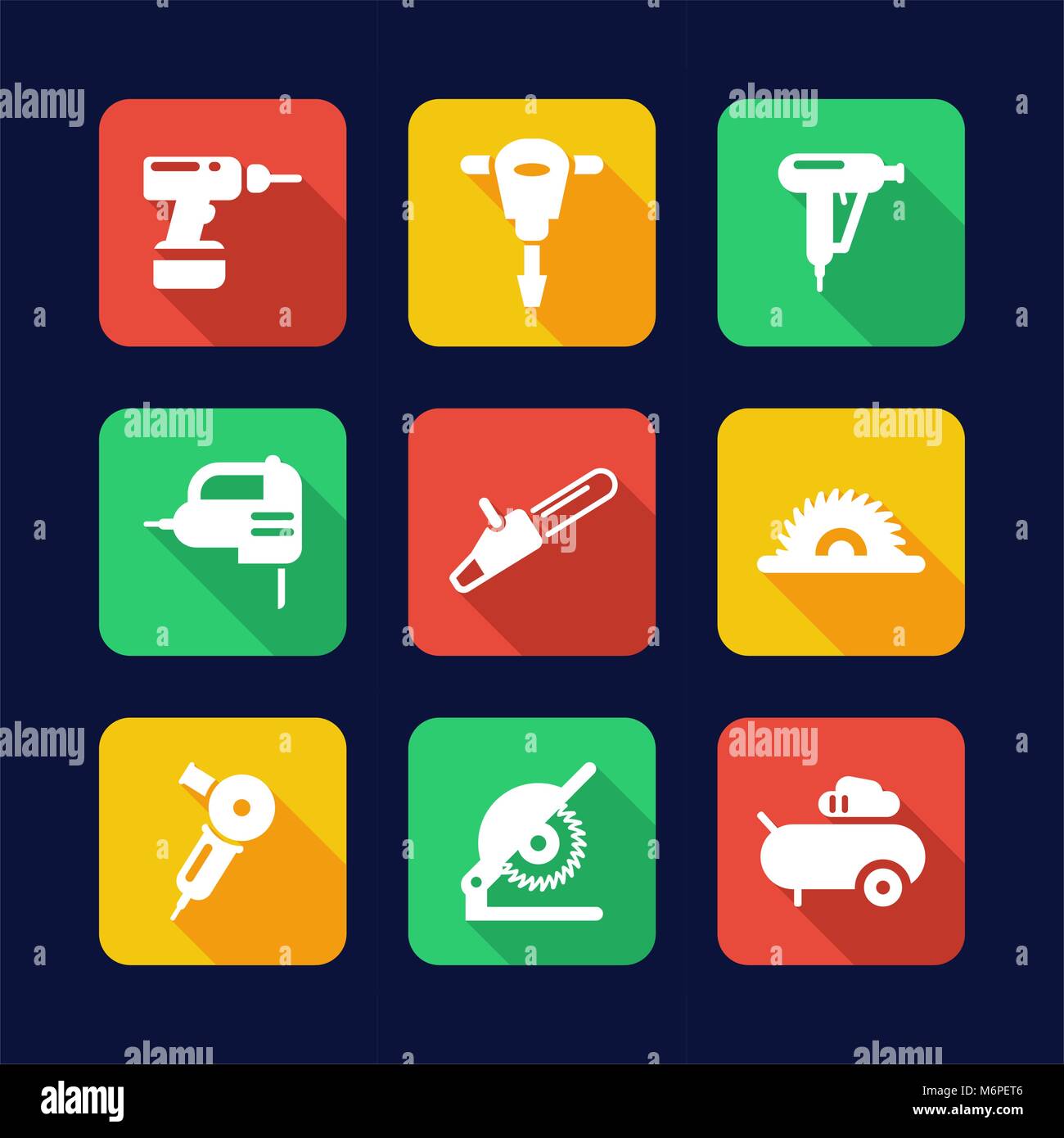 Power Tools Icons Flat Design Stock Vector Image & Art - Alamy