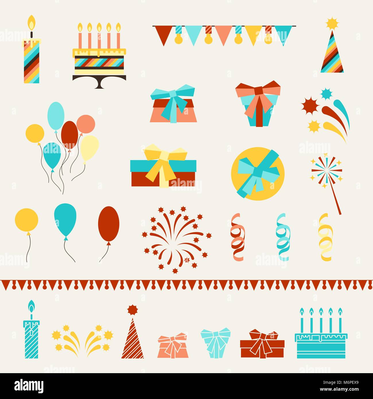 Happy Birthday party icons set Stock Vector Image & Art - Alamy