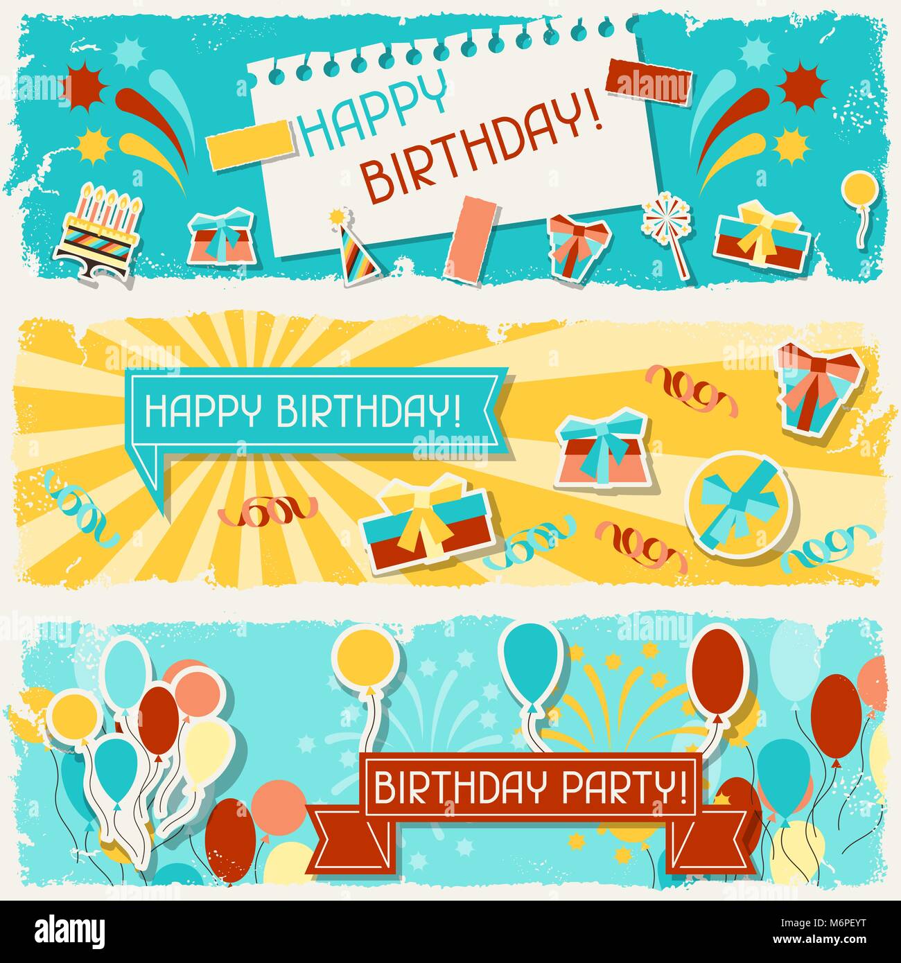 Happy birthday horizontal banner Stock Vector Images - Alamy