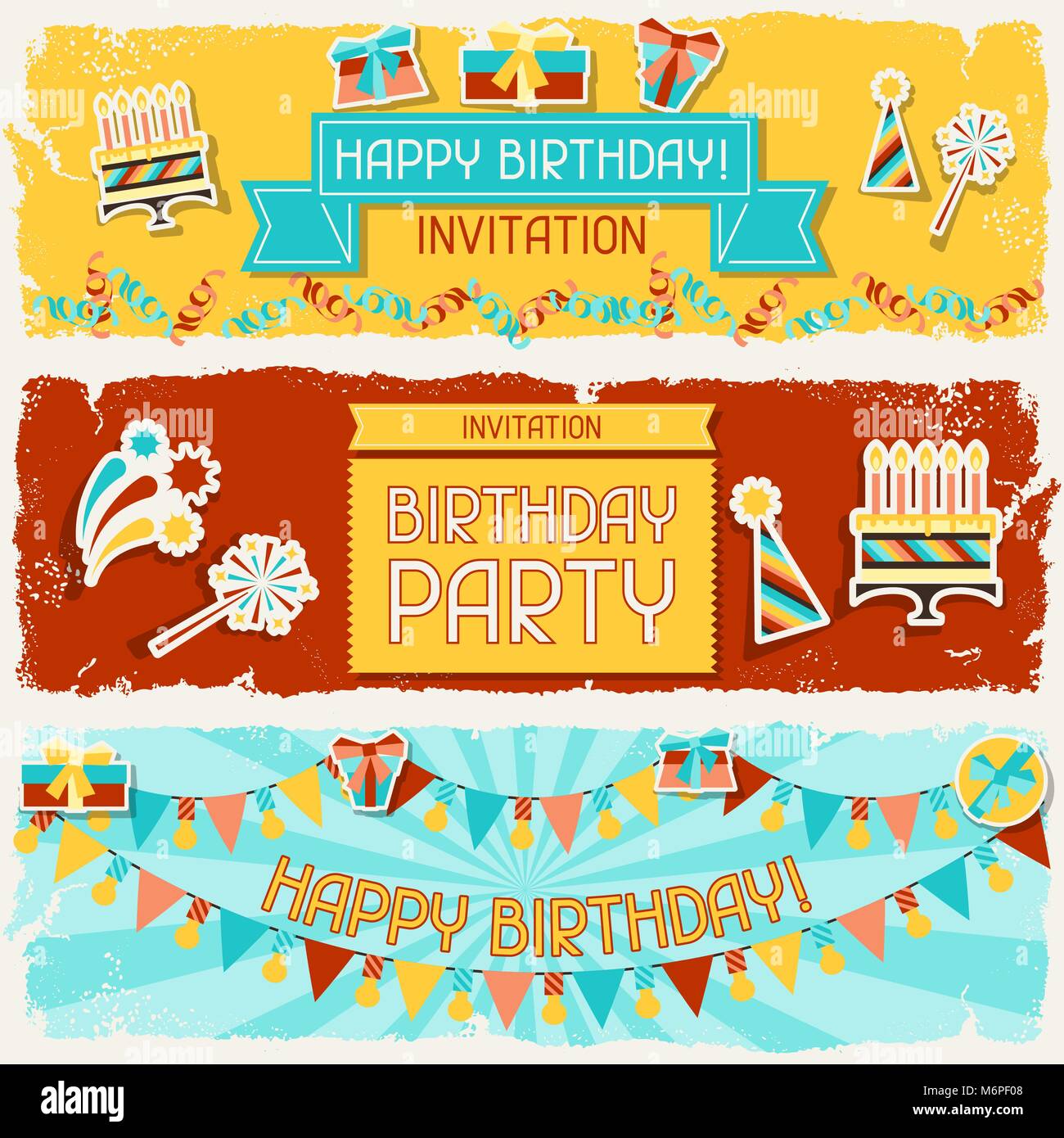 Happy Birthday horizontal banners Stock Vector Image & Art - Alamy