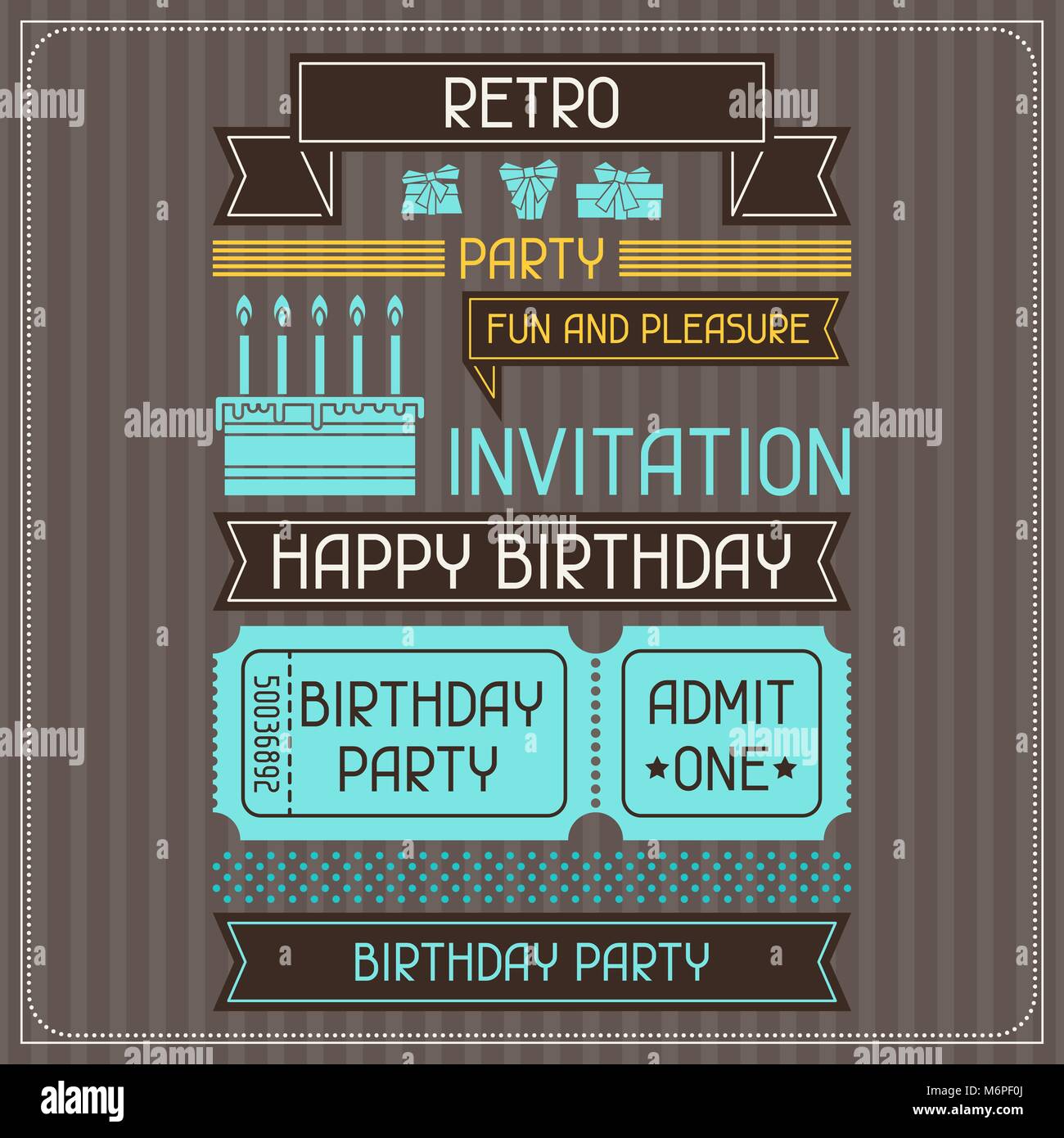 Invitation card for birthday in retro style Stock Vector Image & Art ...