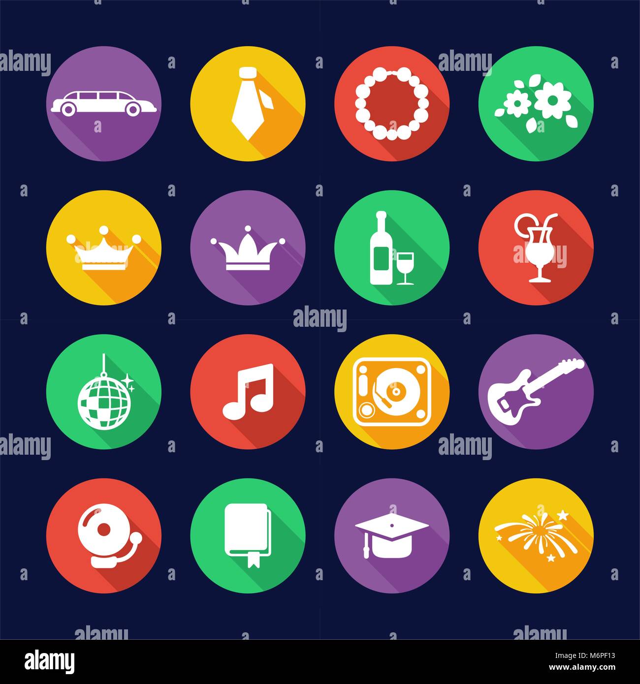 Prom Icons Flat Design Circle Stock Vector Image & Art - Alamy