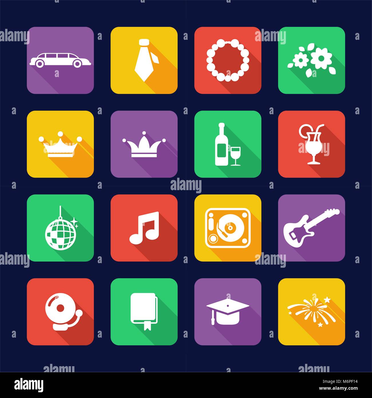 Prom Icons Flat Design Stock Vector Image & Art - Alamy