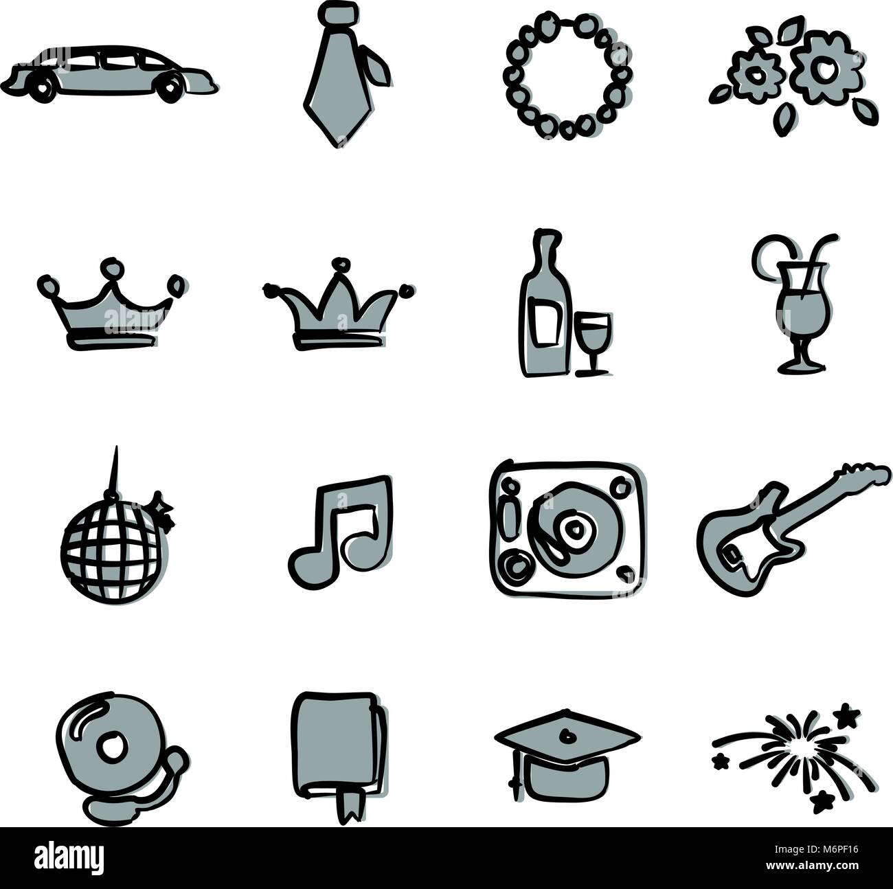 Prom Icons Freehand 2 Color Stock Vector Image & Art - Alamy