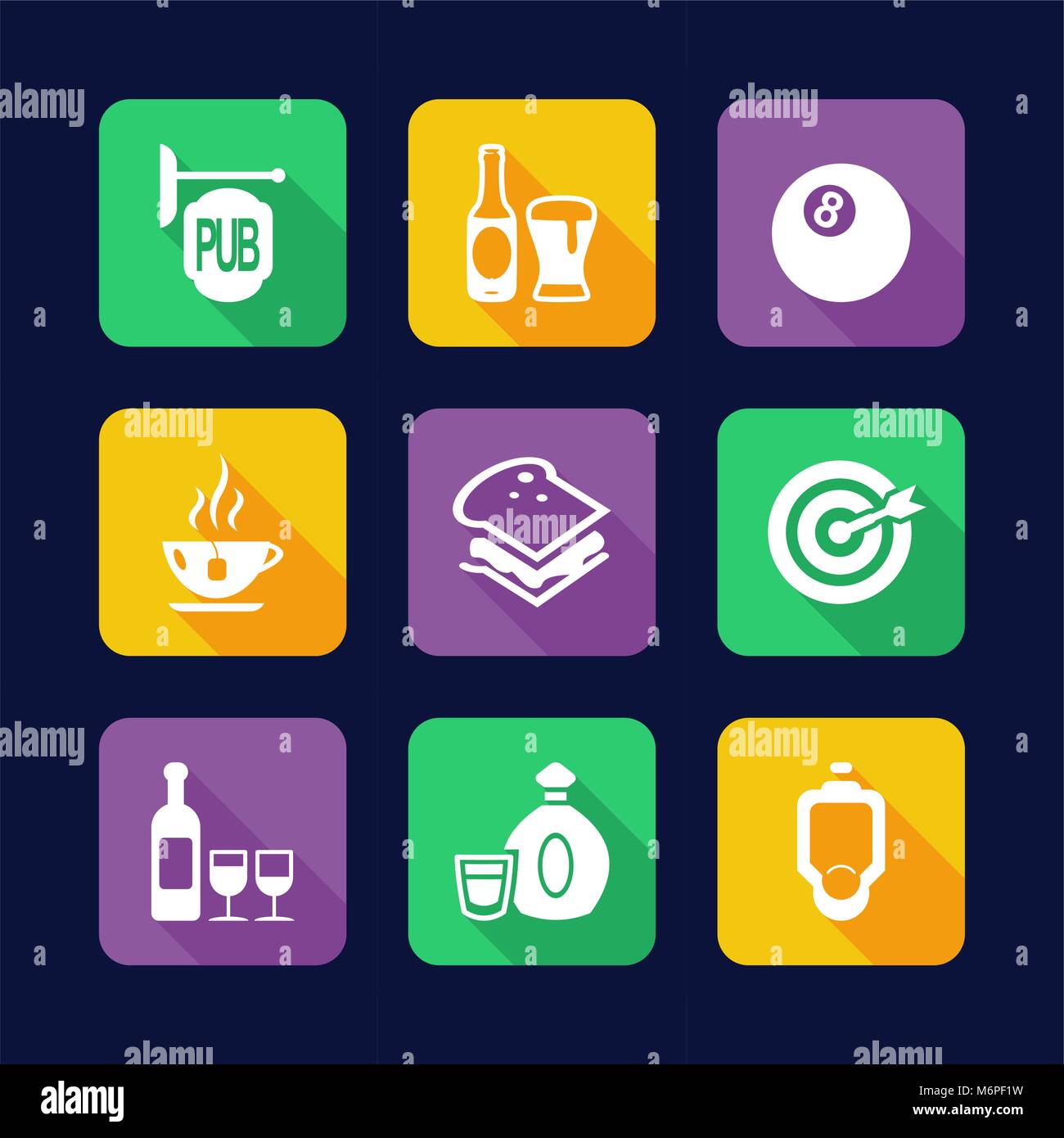 Pub Icons Flat Design Circle Stock Vector Image & Art - Alamy