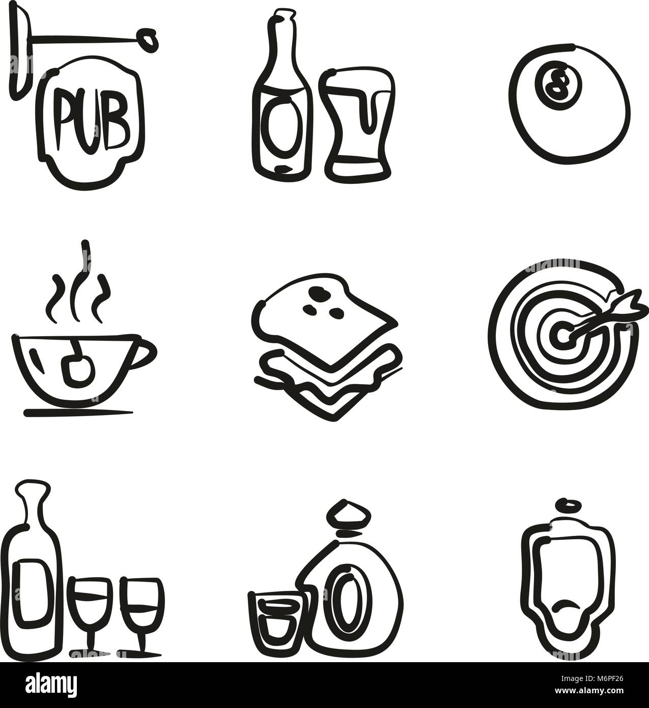 Pub Icons Freehand Stock Vector Image & Art - Alamy