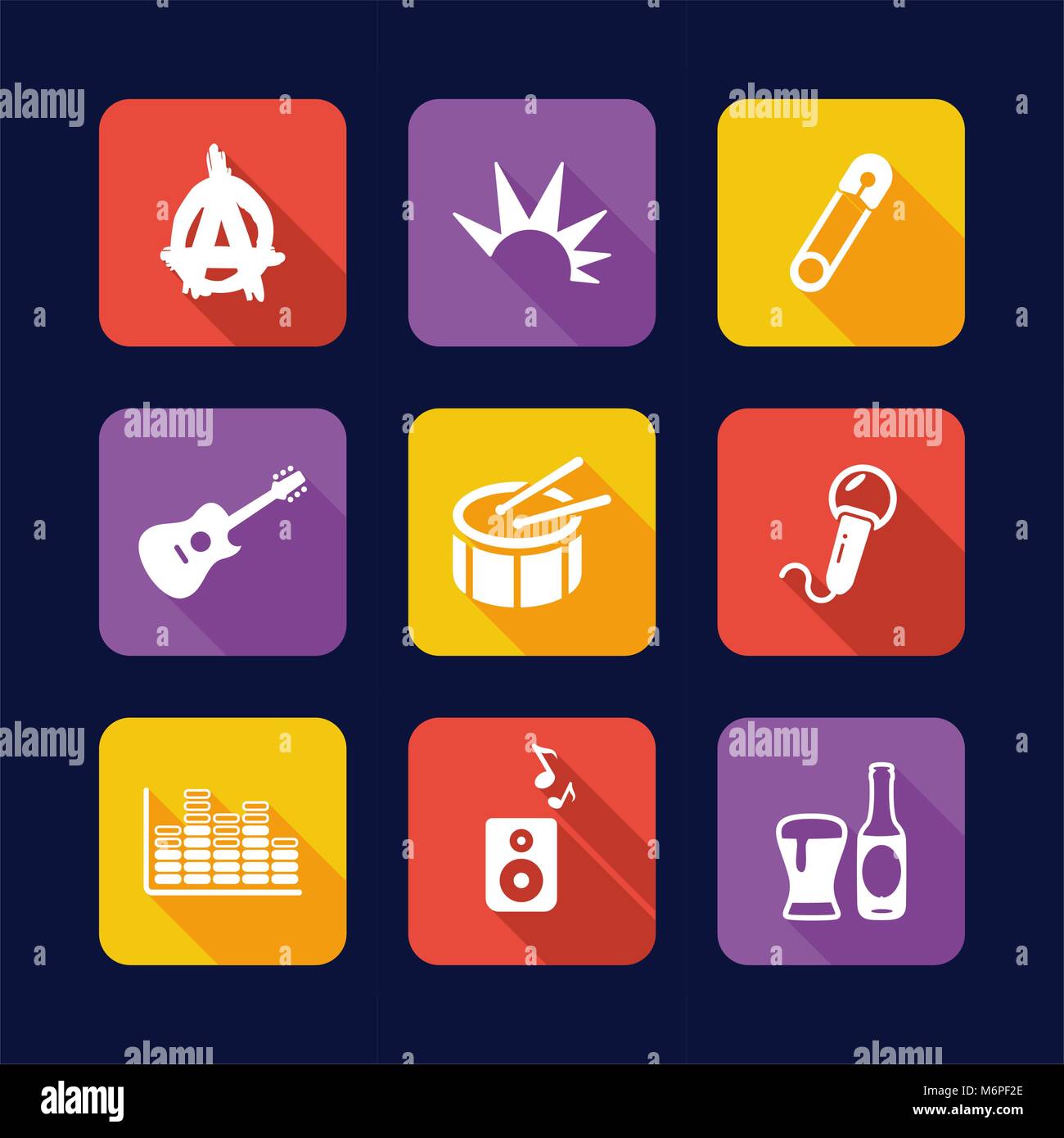 Punk Icons Flat Design Stock Vector Image & Art - Alamy