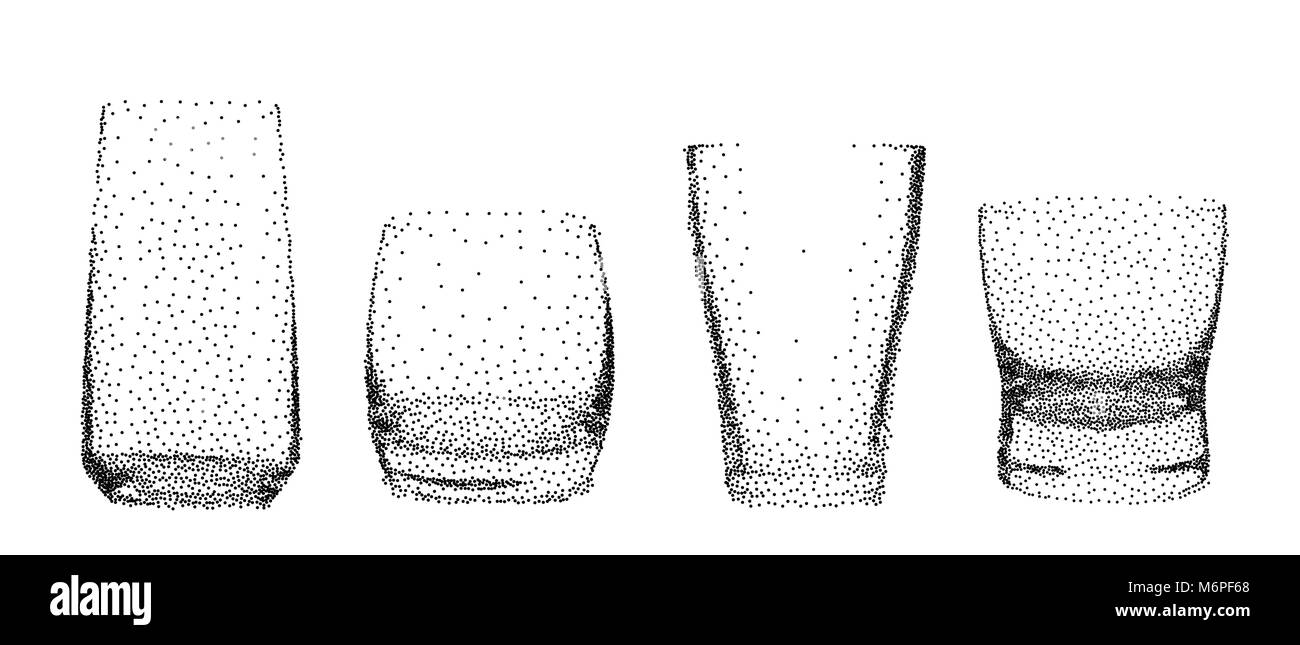 Abstract stipple transparent glass cup isolated vector objects ...