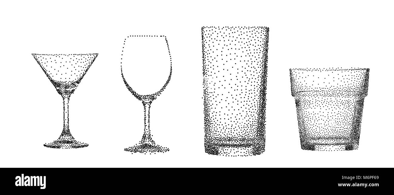 Abstract stipple transparent glass cup isolated vector objects ...