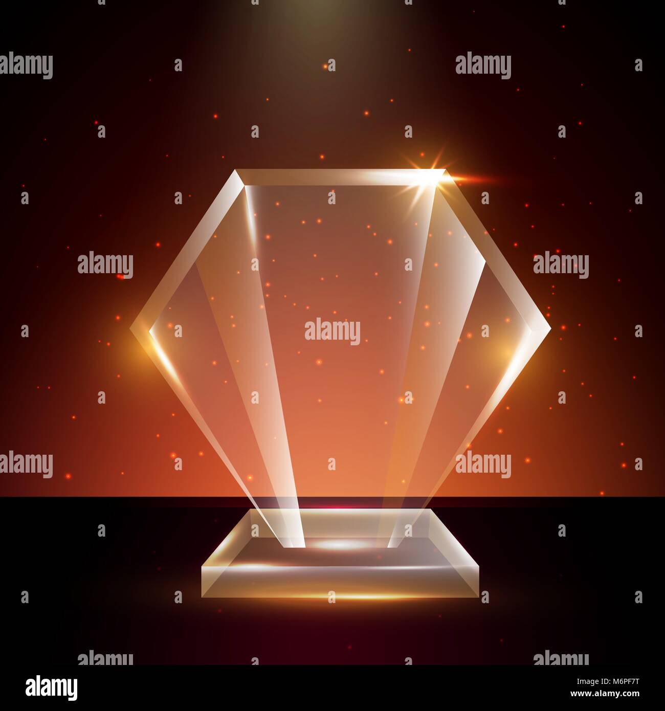 Blank Transparent Vector Acrylic Glass Trophy Award template in Glowing ...
