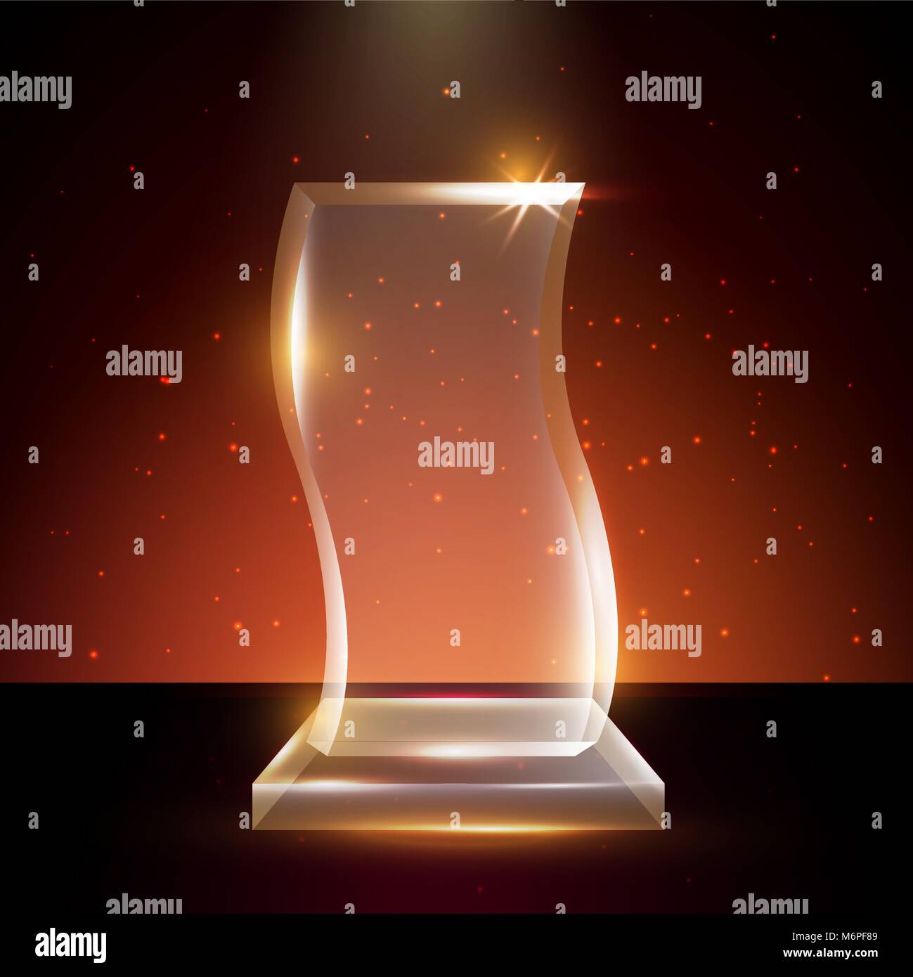 Blank Transparent Vector Acrylic Glass Trophy Award template in Glowing ...