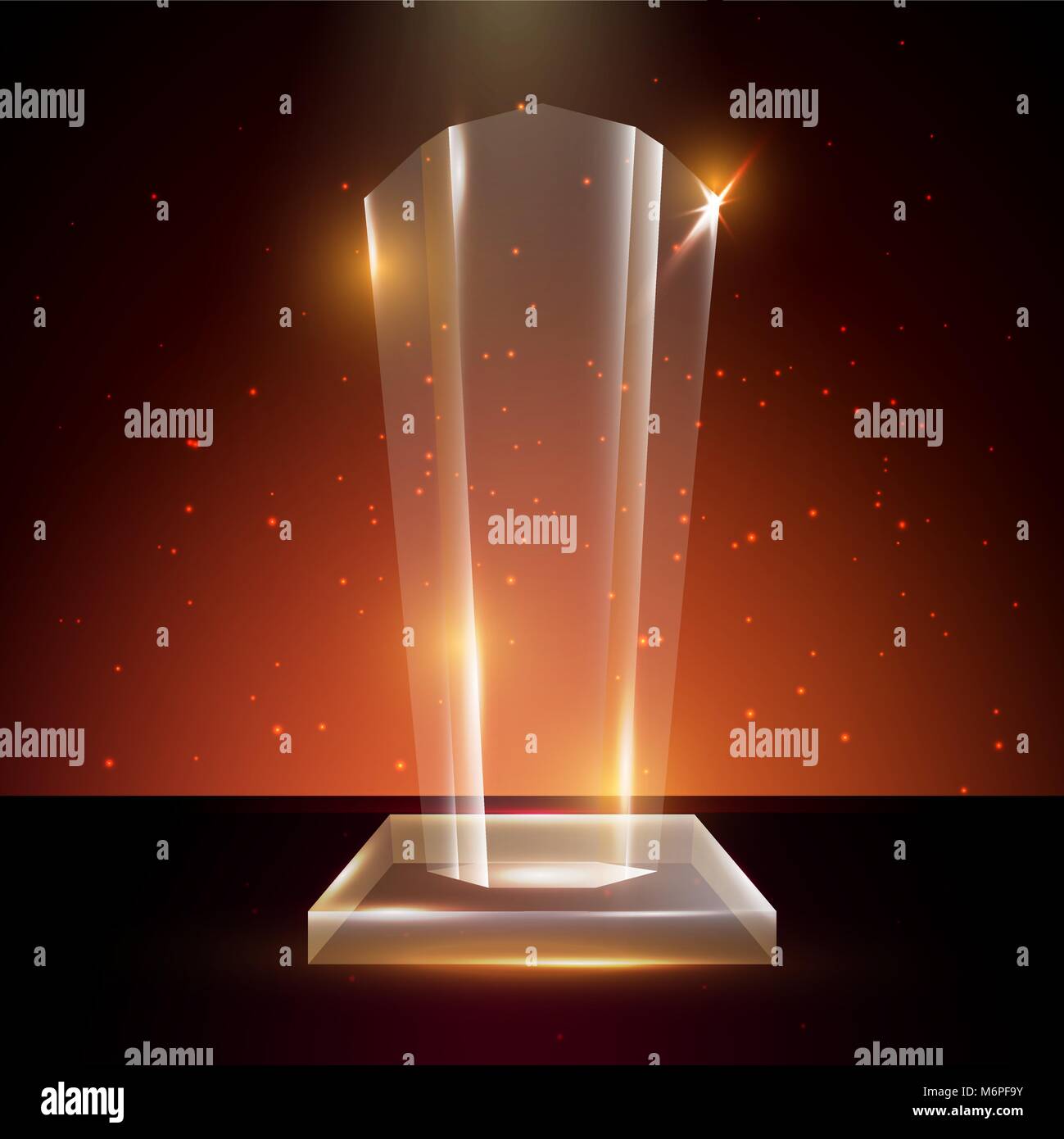 Blank Transparent Vector Acrylic Glass Trophy Award template in Glowing ...