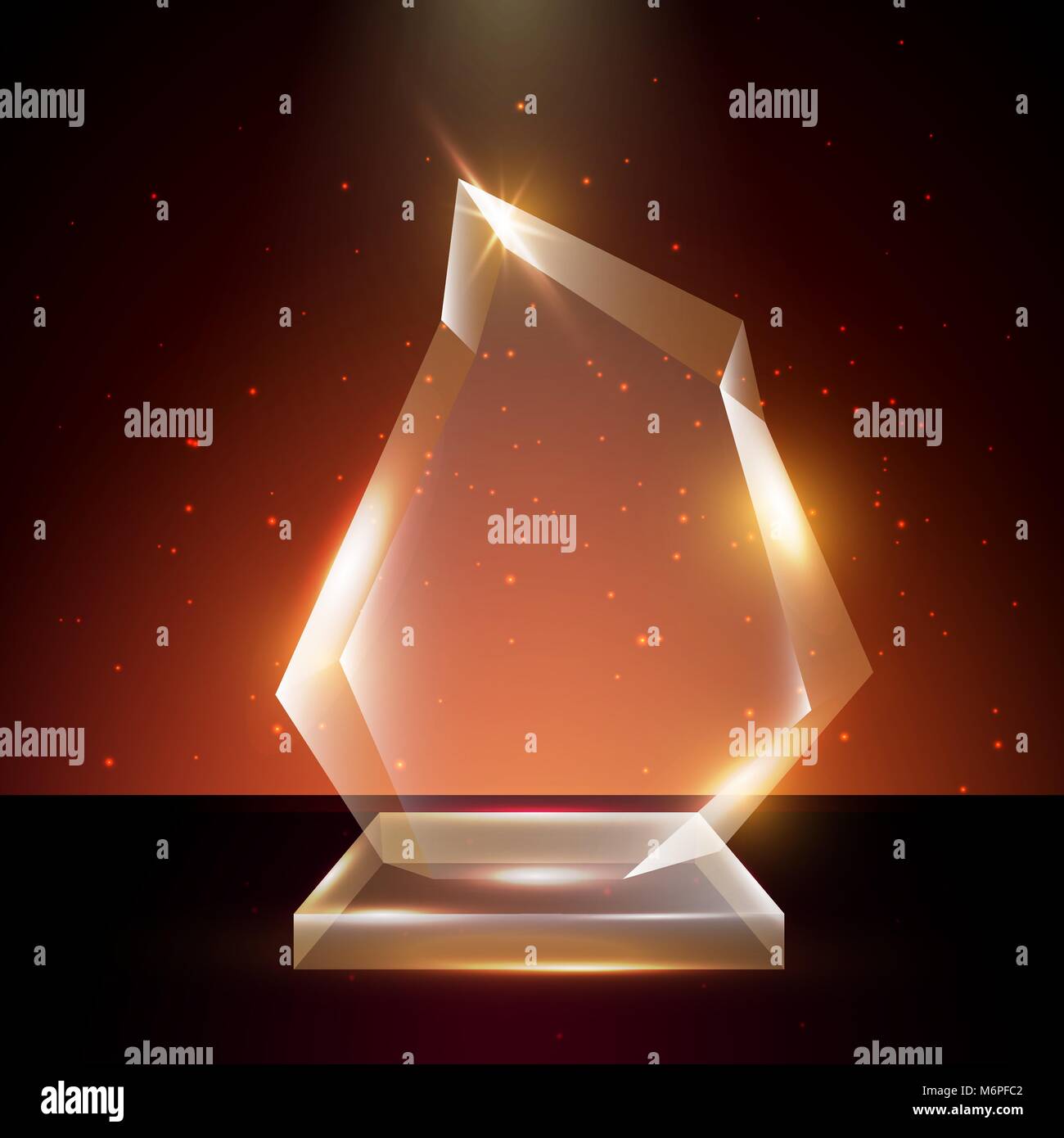 Blank Transparent Vector Acrylic Glass Trophy Award template in Glowing ...