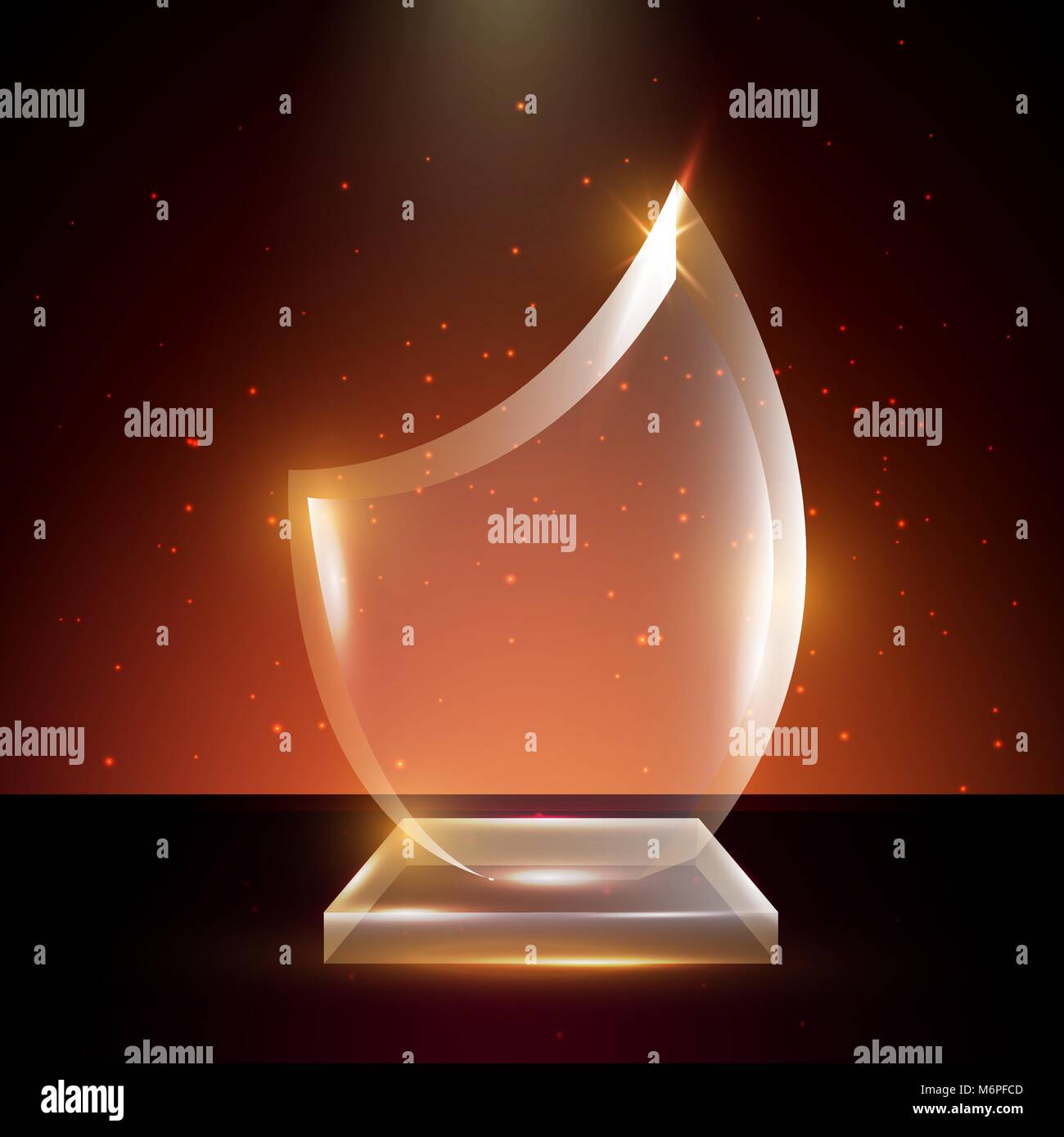 Blank Transparent Vector Acrylic Glass Trophy Award template in Glowing ...