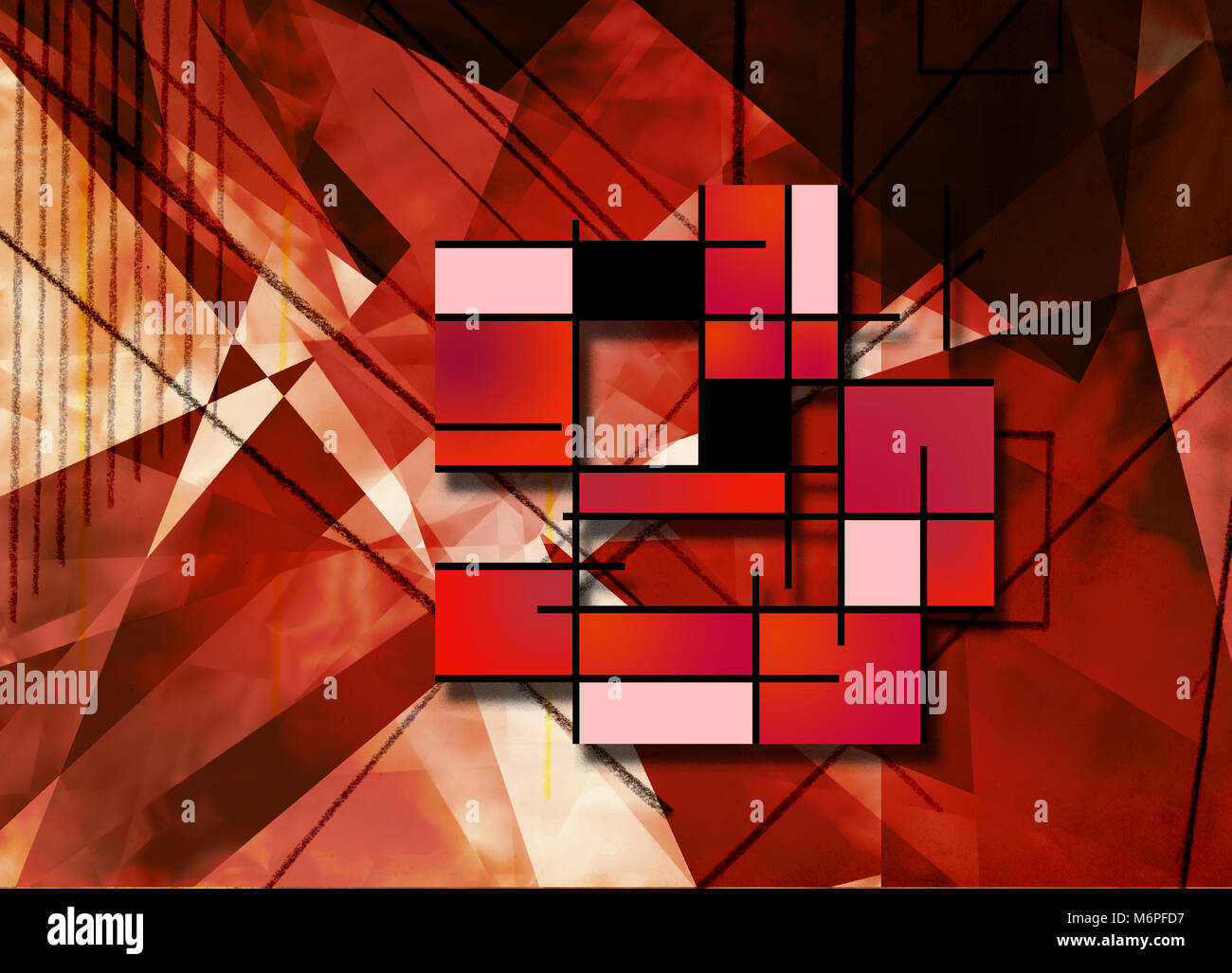 Geometric abstract in red colors Stock Photo - Alamy