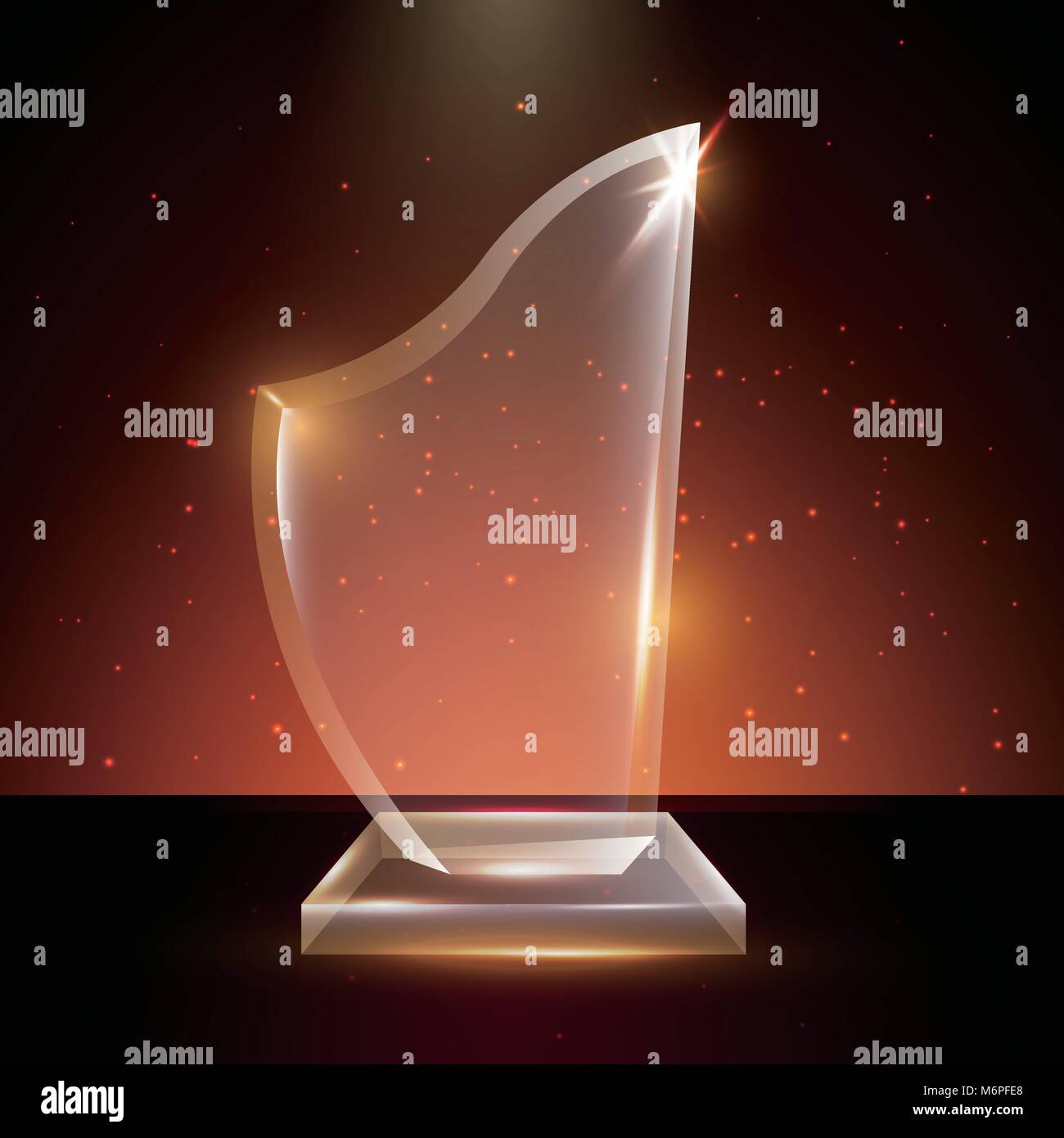 Blank Transparent Vector Acrylic Glass Trophy Award template in Glowing ...
