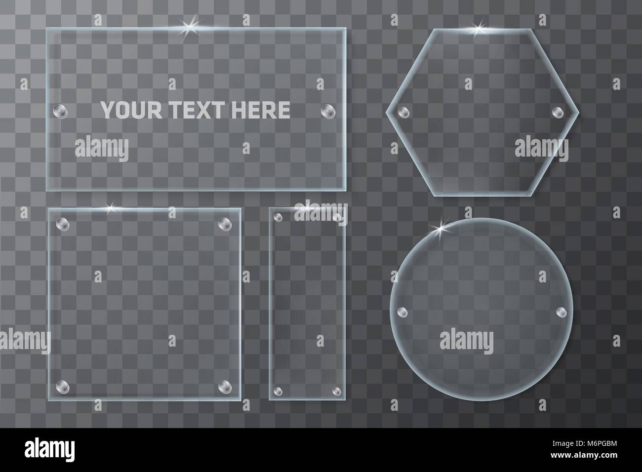 Realistic Transparent Glass Geometry Frames Template Stock Vector Image ...