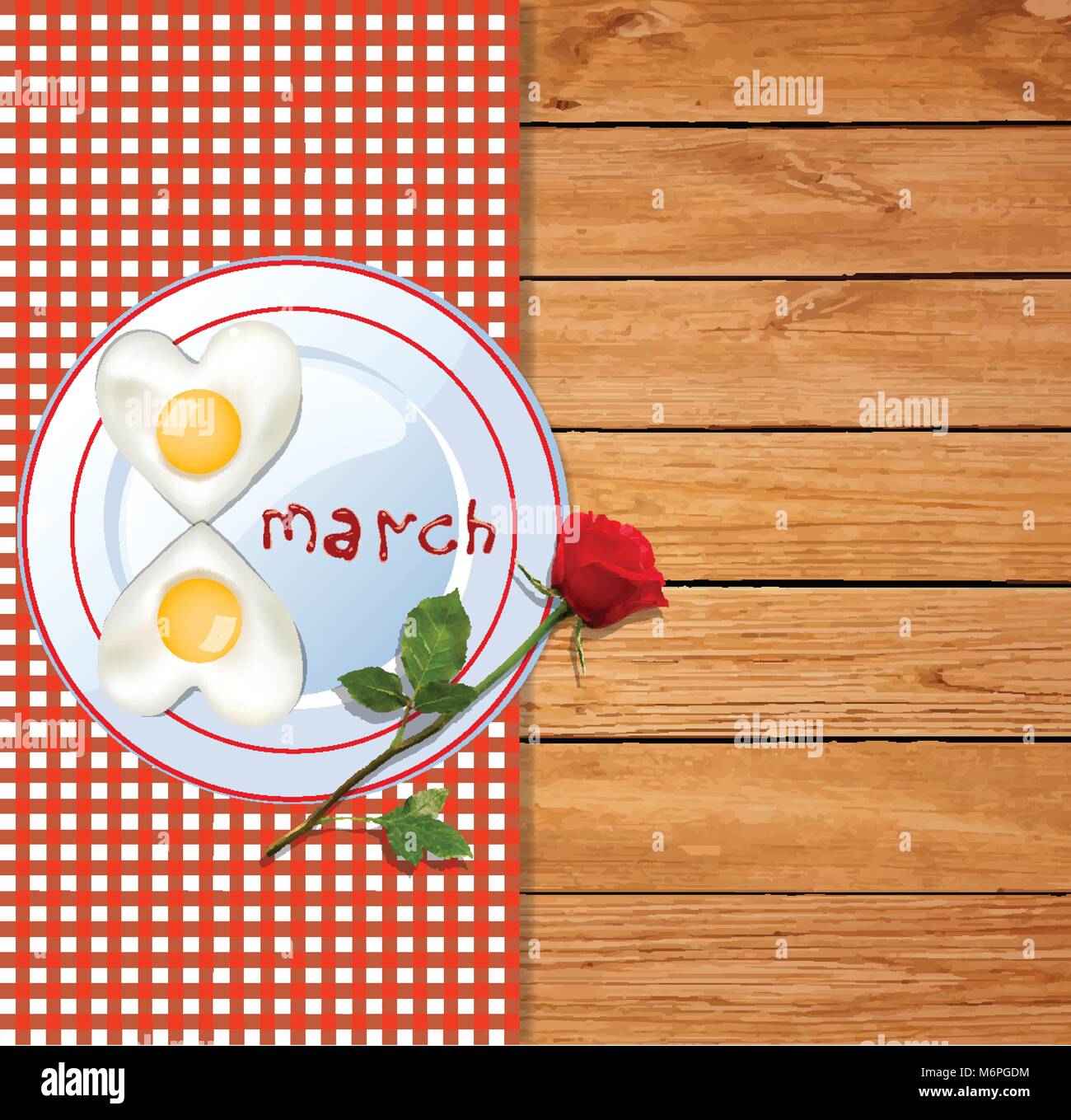 8 march happy women's day template with number eight shaped omelette on ...