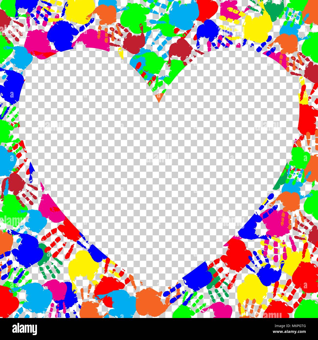 Bright rainbow heart frame with empty space for text or image and ...