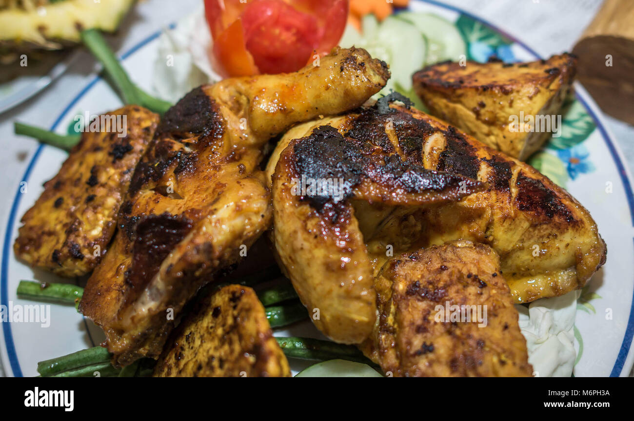 Charcoal Grilled chicken served with Tomato and Chili Sauce. Indonesian ...